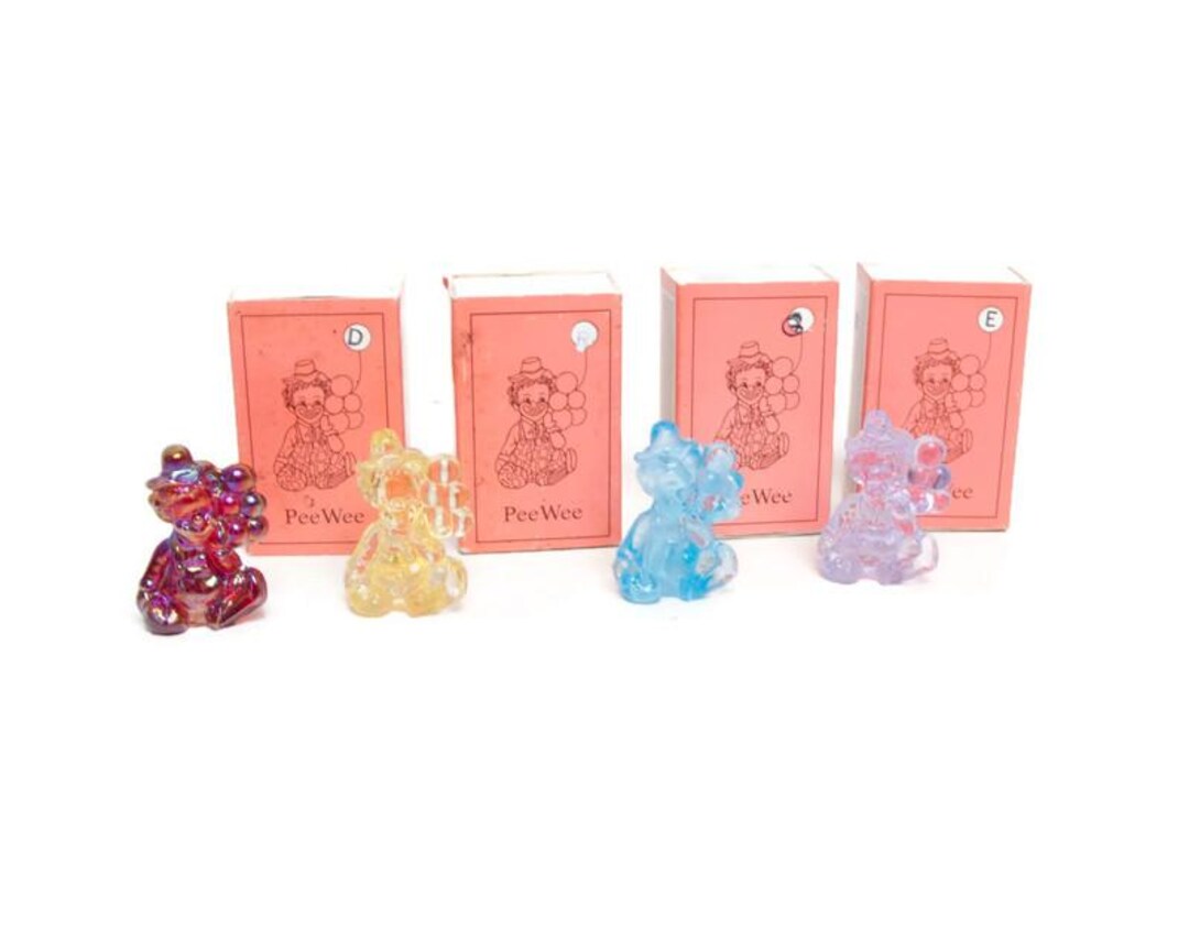 Vintage MOSSER GLASS Pee Wee Clown Figurines D - G - E - R Excellent ...