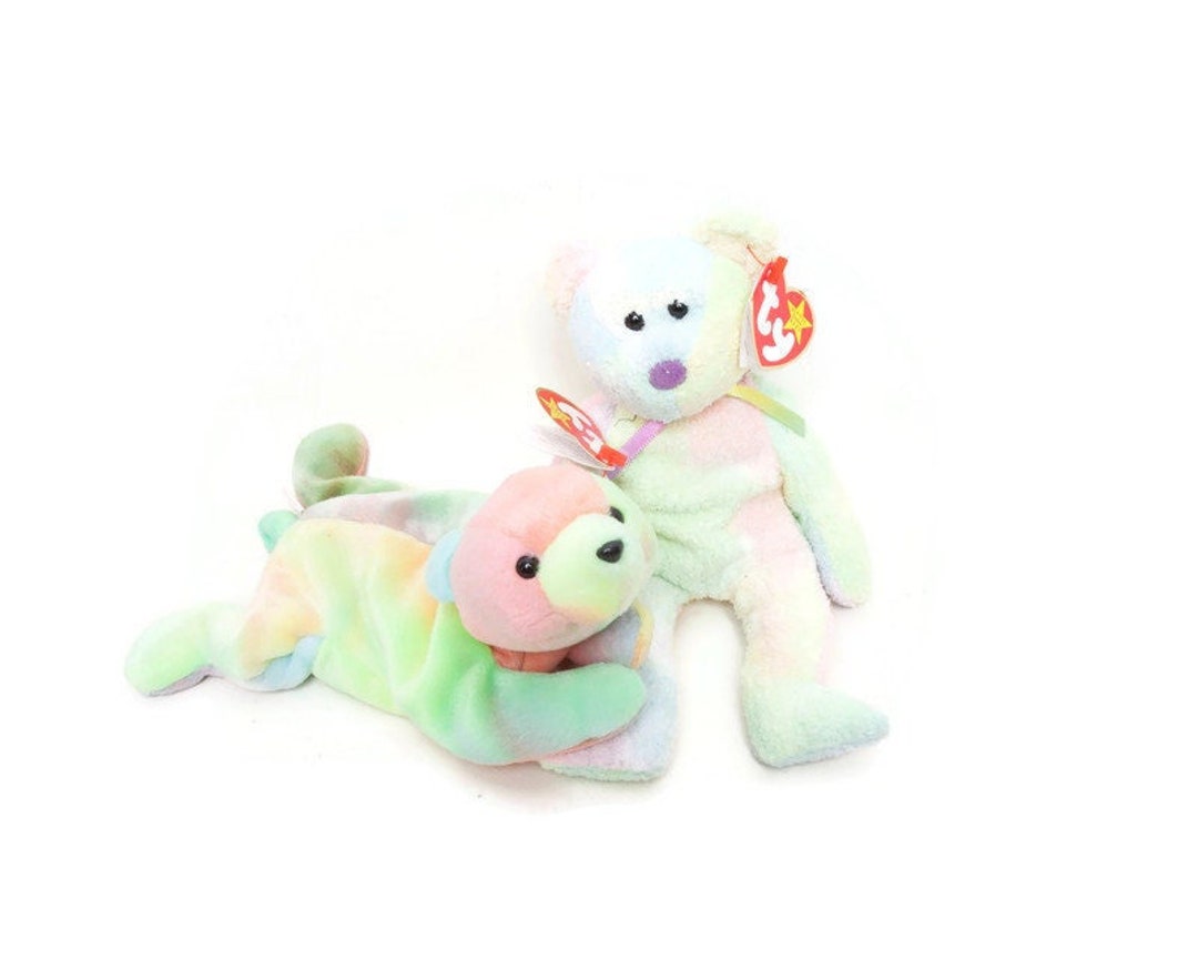 Vintage TY Beanie Babies Set: Groovy (1999) & Sammy (1998) – Tie-dye ...