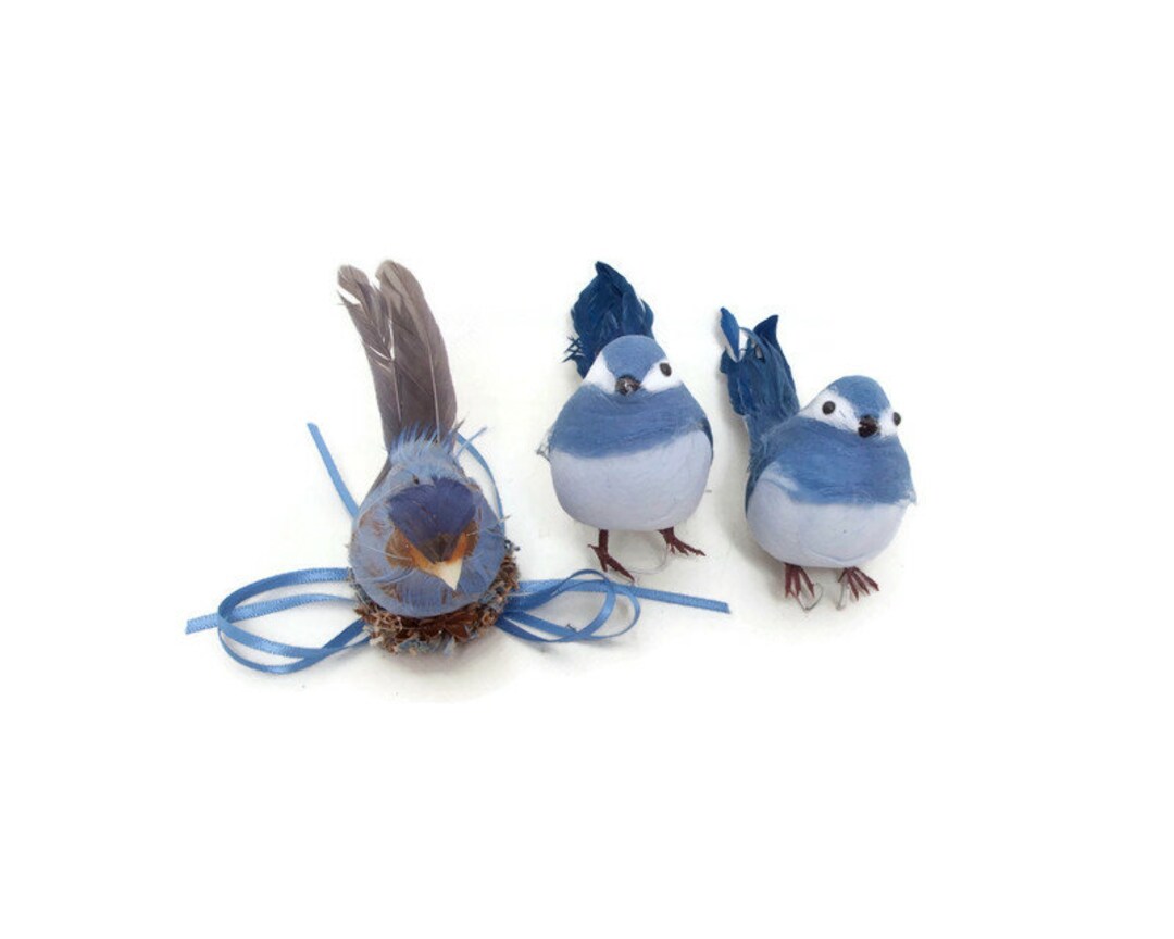 Vintage Blue Bird Ornaments Set of 3 Christmas Tree Decor, Holiday Gift ...