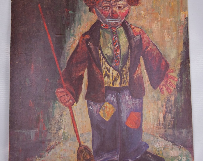 Vintage Clown Painting by Michele Clown Print Clown With Broom - Etsy