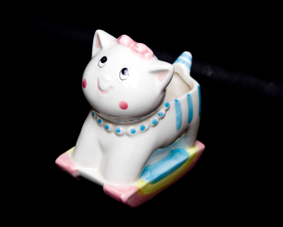 Vintage ARDCO Kitten Planter: Pastel Ceramic Cat Vase, 1940s Nursery ...