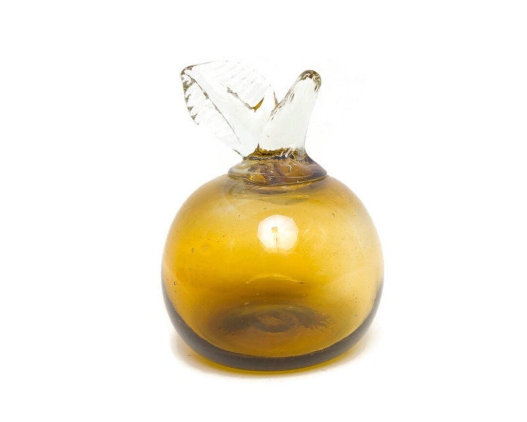 Vintage Amber Glass Apple Paperweight Hand Blown LARGE GOLD APPLE ...