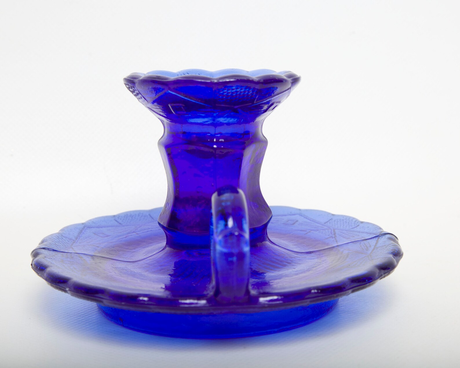 Vintage HEISEY Cobalt Blue Glass Chamberstick Taper Candle | Etsy