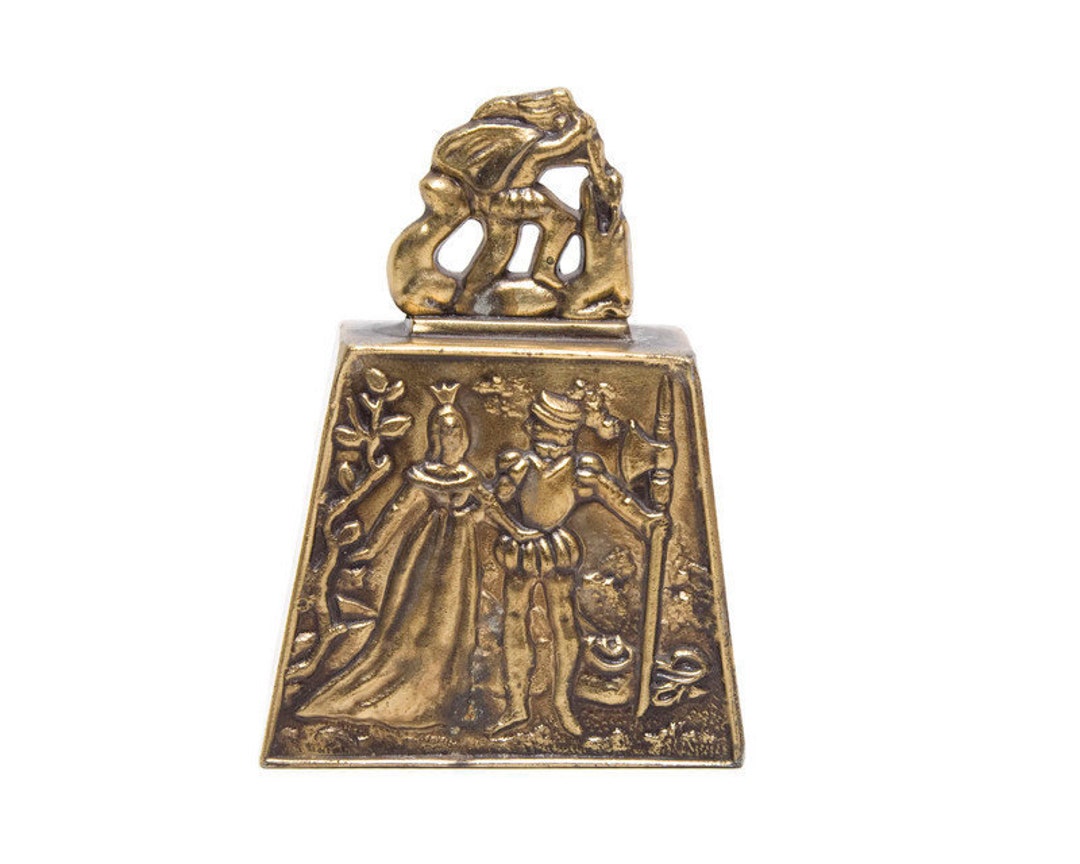 Vintage Cast Metal Cow Bell Bas Relief Medieval Scene Squire - Etsy