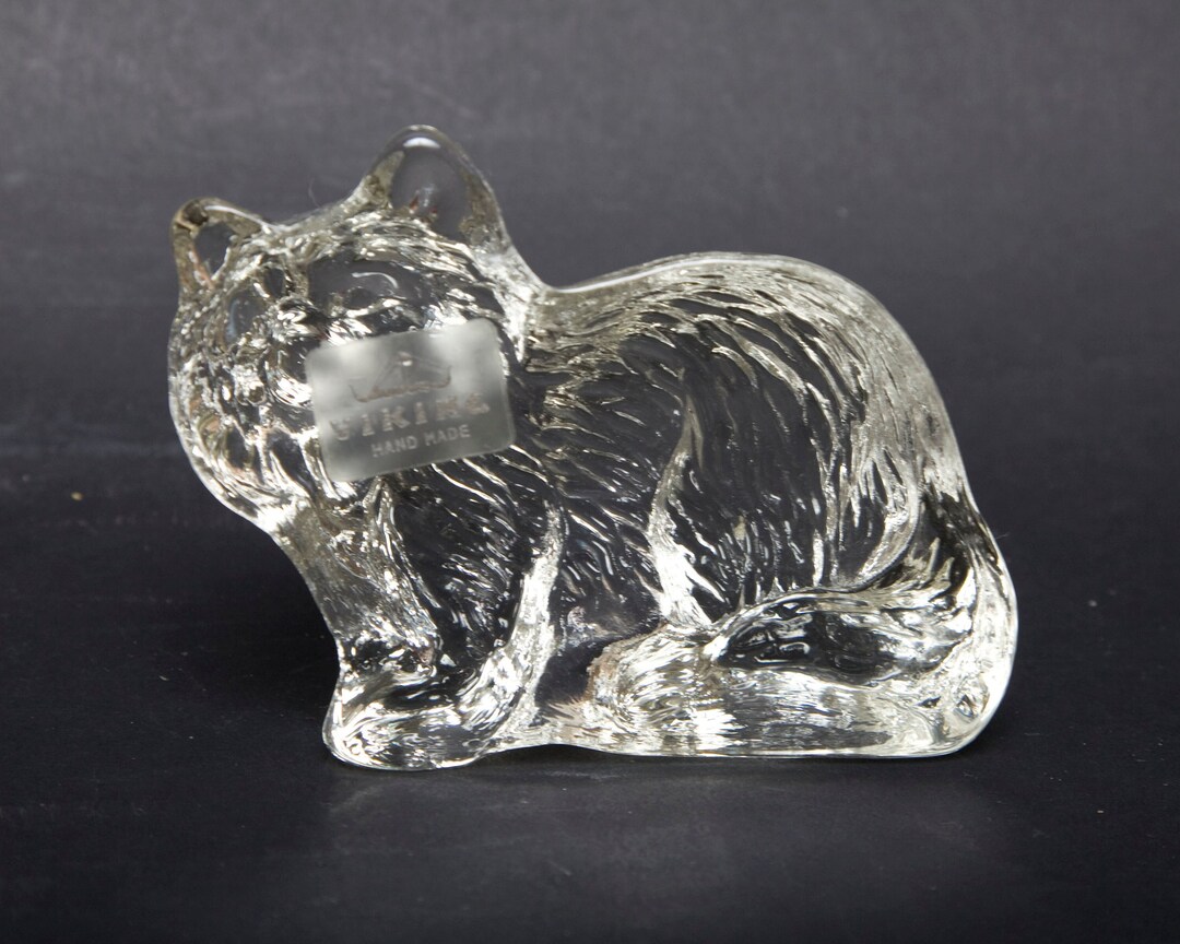 Vintage VIKING Glass Raccoon Figurine Hand Made Etched - Etsy