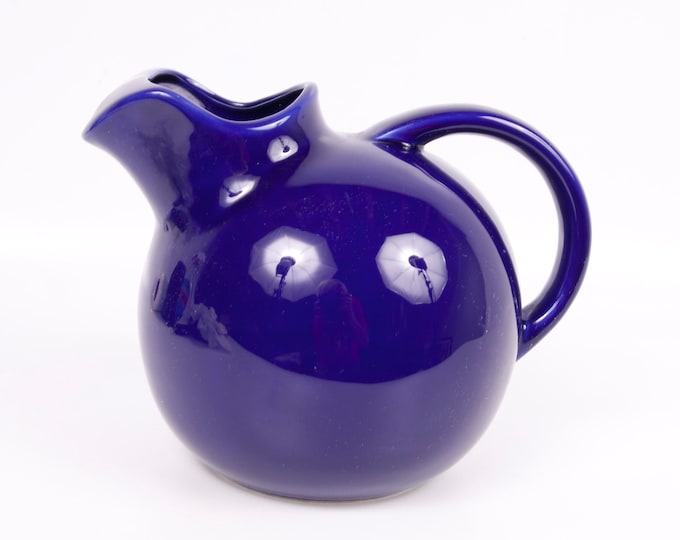 Vintage Ball Pitcher Cobalt Blue Blue Water Jug Ice Lip Flower Vase - Etsy