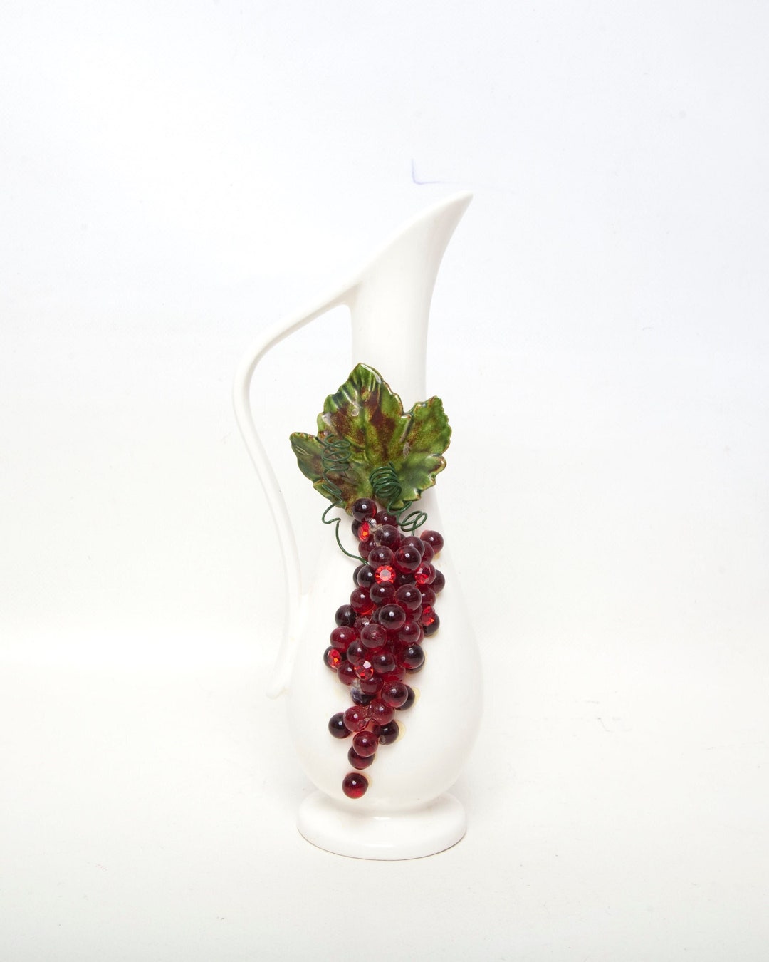 Vintage French Pottery Wine Pitcher - 10 Inch Ceramic Ewer With Lucite ...