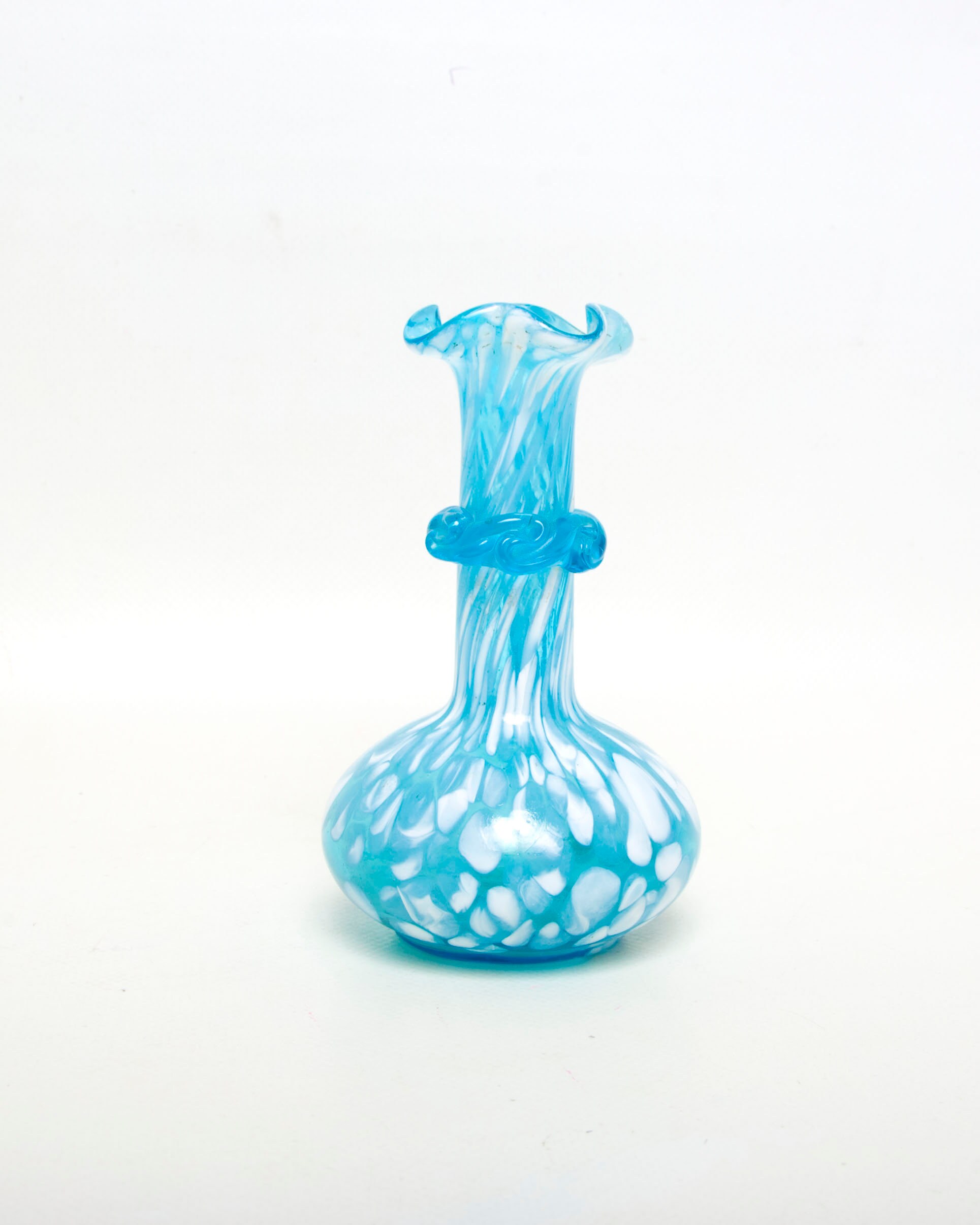 Vintage Blue Splatter Glass Vase Pilgrim Art Glass Turquoise Etsy