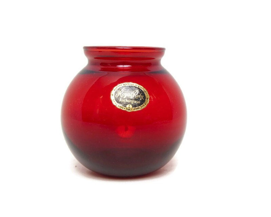 Vintage Anchor Hocking Royal Ruby Red Globe Vase – 4-inch Ball Vase ...