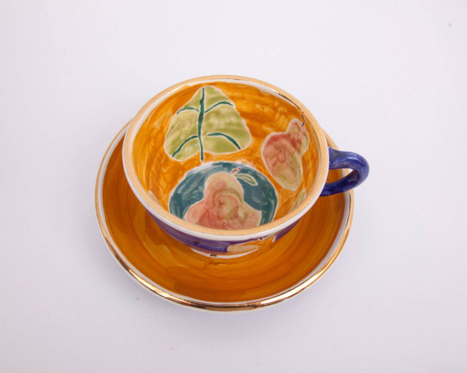 Vintage Jill Rosenwald Pottery Cup and Saucer Pears Design - Etsy