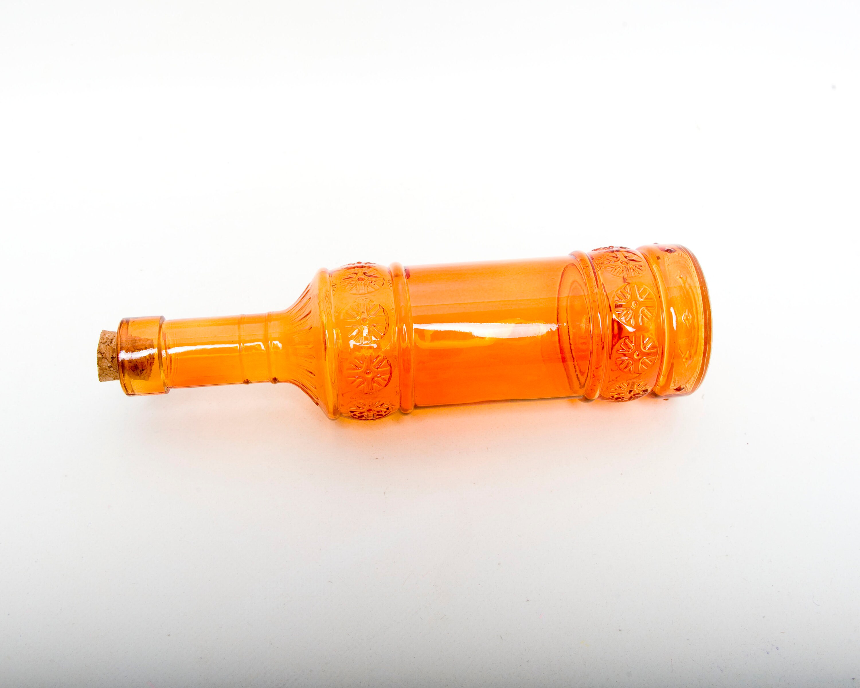 Vintage Orange Glass Bottle Cork Stopper Round Apothecary Jar | Etsy