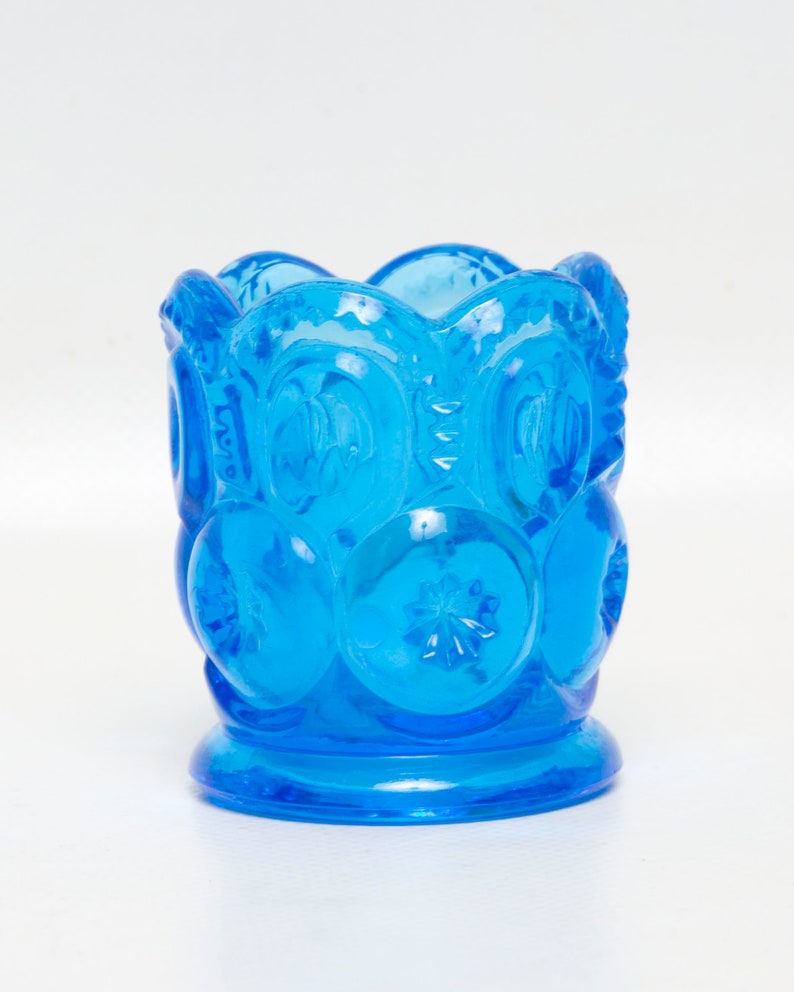 Vintage L E Smith Blue Glass Toothpick Holder Turquoise Glass | Etsy
