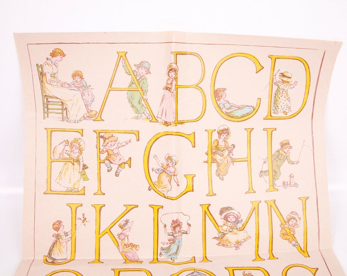 Vintage ABC Poster Kate Greenaway Printed in England Gallery Five ABC ...