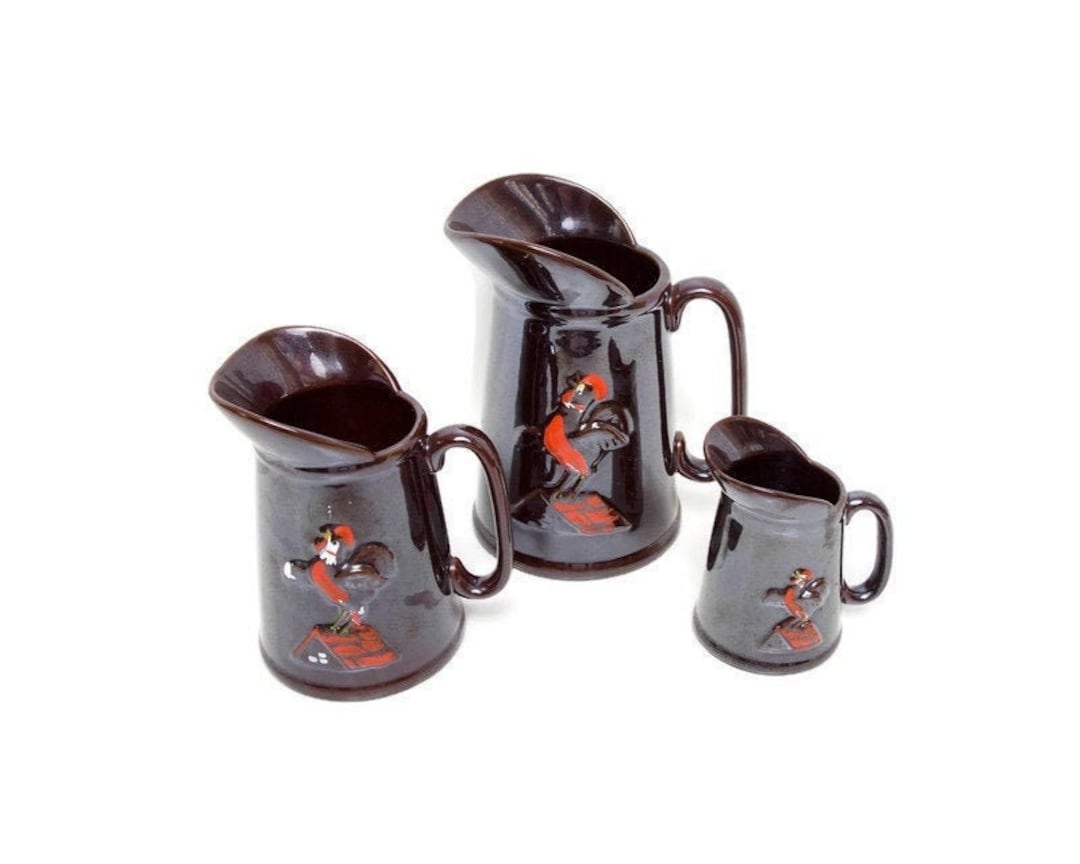 1950s Vintage Japanese Redware Rooster Pancake Pitcher Set: Hand ...