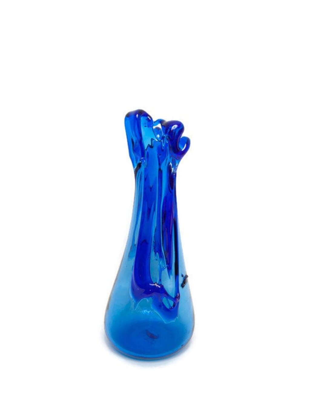 Vintage Skrdlovice Jan Beranek Vase Cobalt Blue Hand-blown Pulled Glass ...