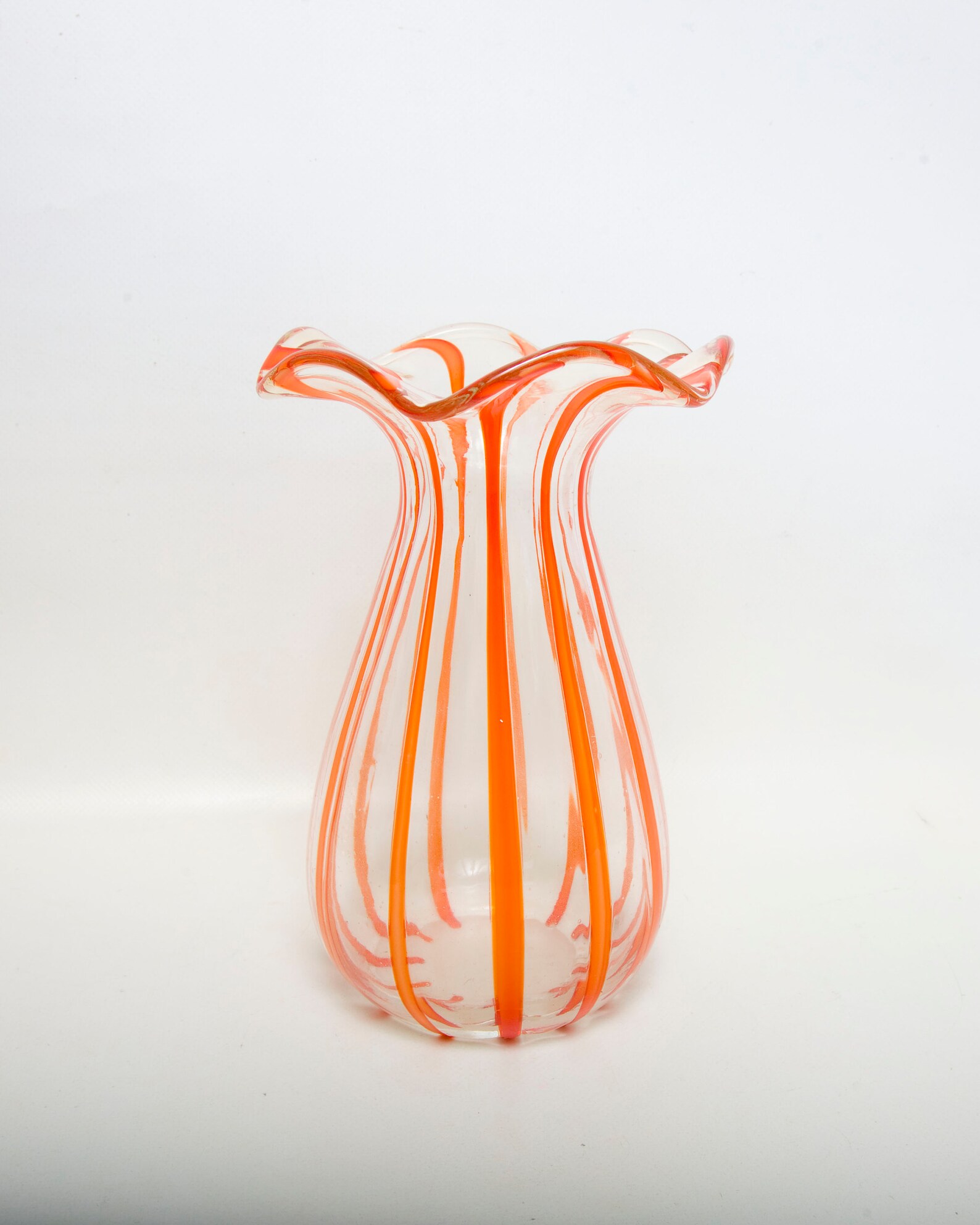 Vintage Murano Venini Vase Opaline Orange Striped Venetian Art Etsy