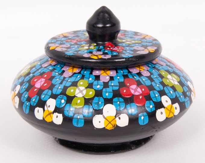 Vintage Enamel Trinket Box Hand Painted Clay Pottery Bright - Etsy