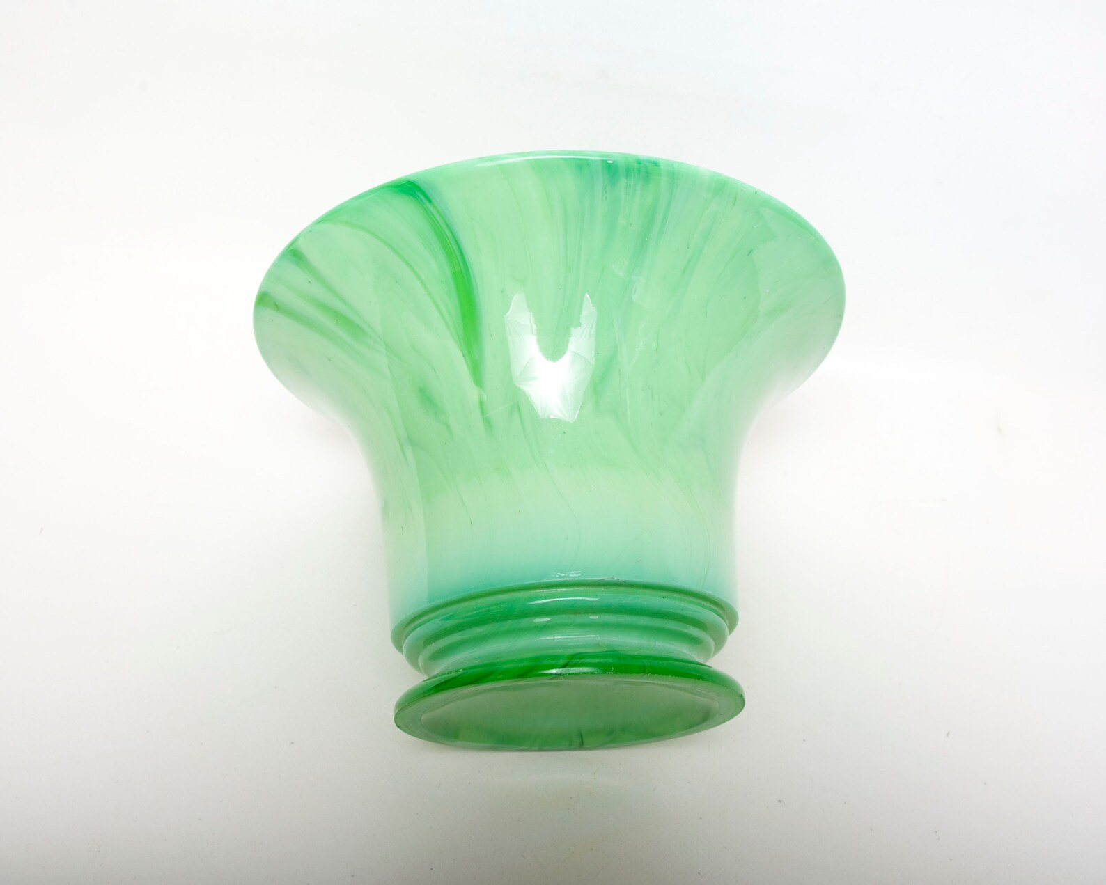 Vintage Green Slag Glass Sweetpea Vase Flared Rim Swirled Etsy