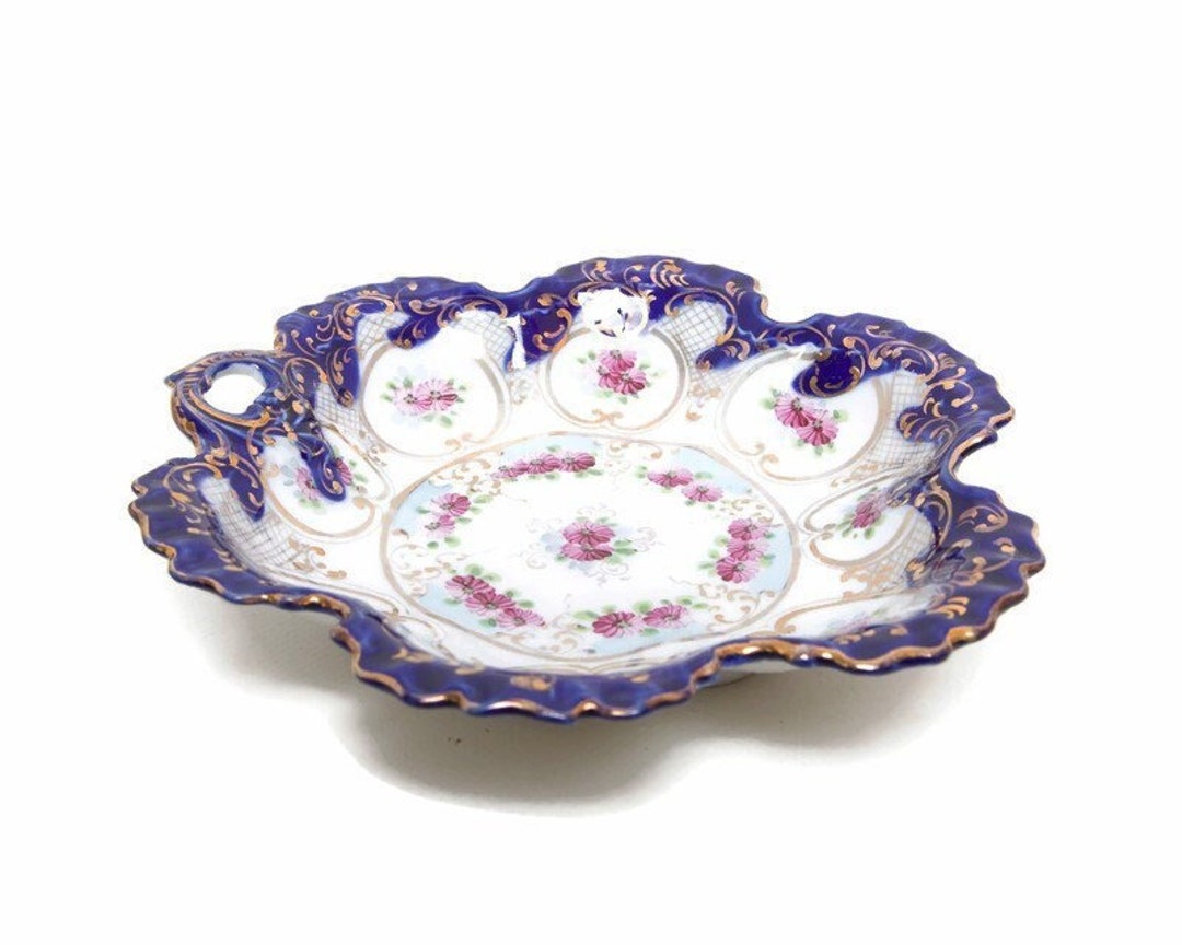Antique Nippon Nappy Bowl: Hand-painted Floral Candy Dish With Gold ...