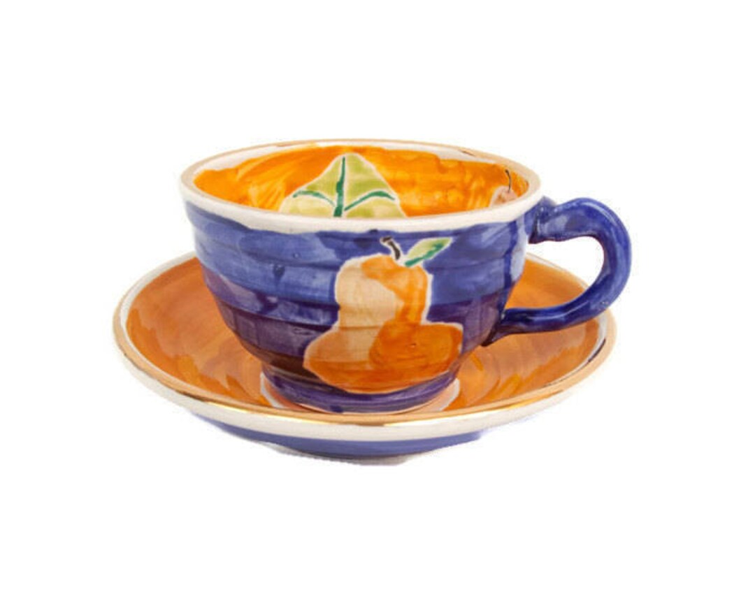 Vintage Jill Rosenwald Pottery Cup and Saucer Pears Design - Etsy