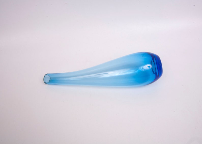 Vintage Blenko Blue Vase Curved Neck Cobalt Blue Art Glass Bud | Etsy