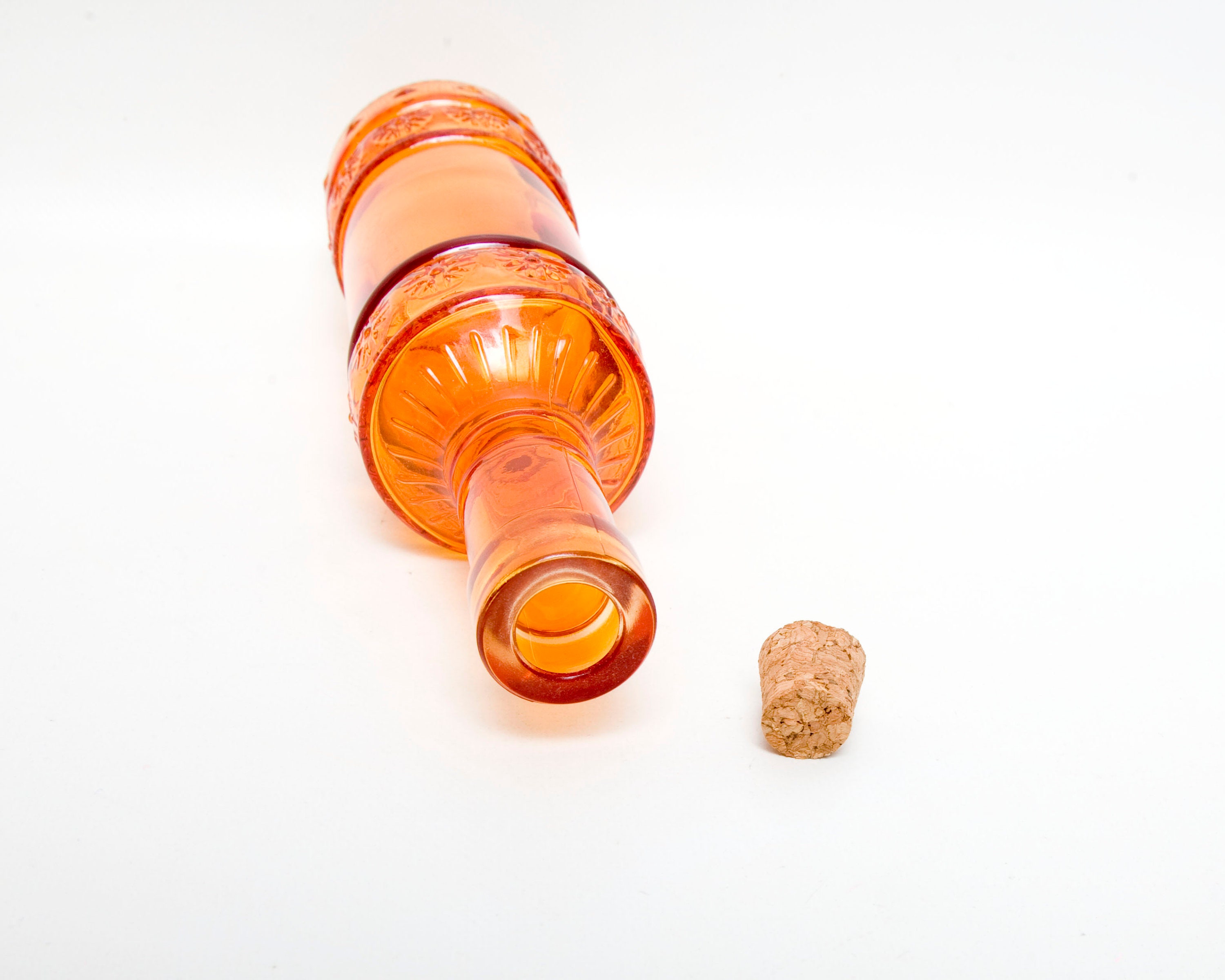 Vintage Orange Glass Bottle Cork Stopper Round Apothecary Jar | Etsy