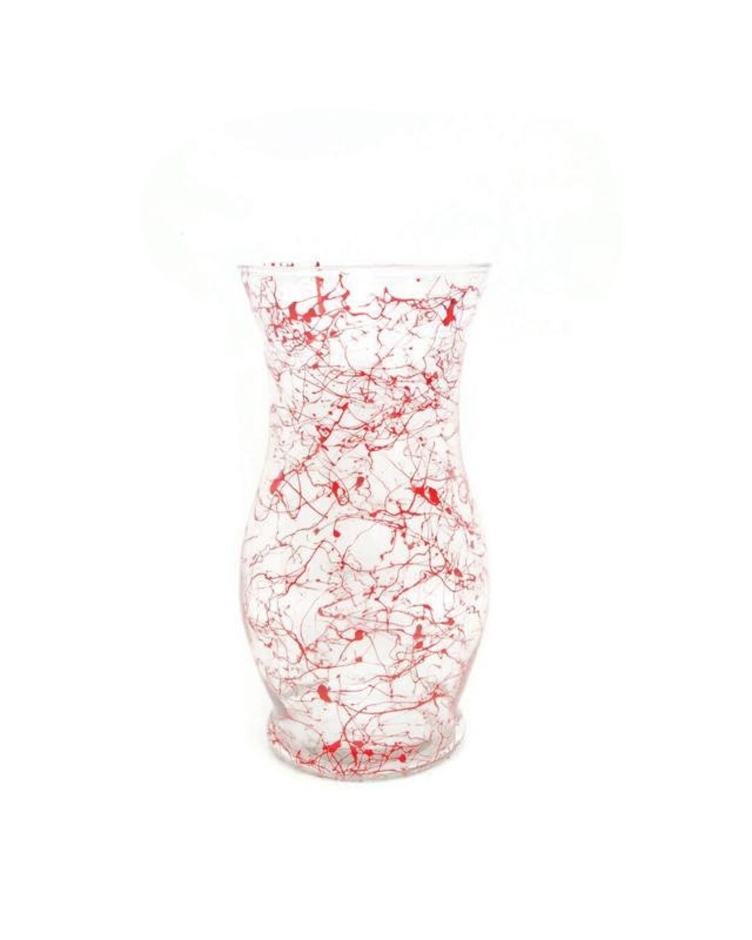 Vintage Spaghetti String Art Glass Vase Red and Clear Hand Blown Glass ...