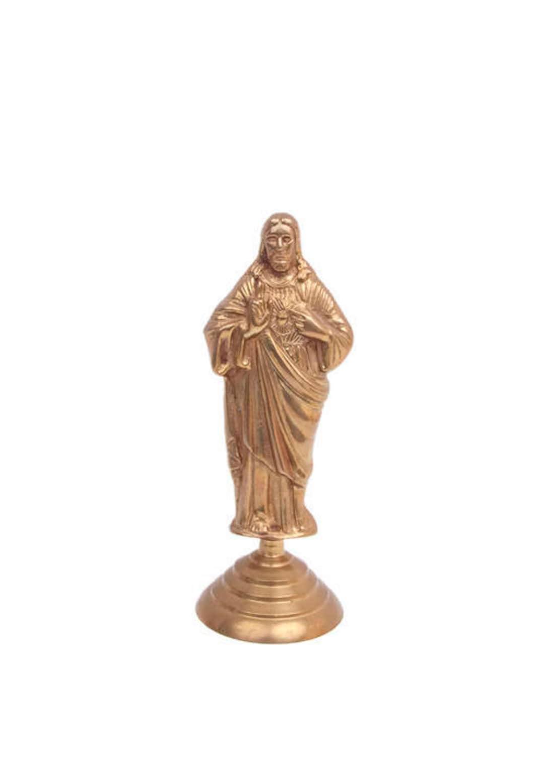 Vintage Sacred Heart of Jesus Brass Statue 8 Inch Christian Idol ...
