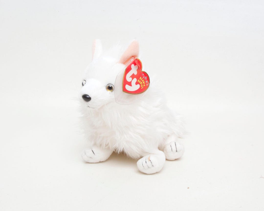 Vintage Ty Beanie Babies SNOCAP Arctic Fox – 9" White Snow Fox Plush ...