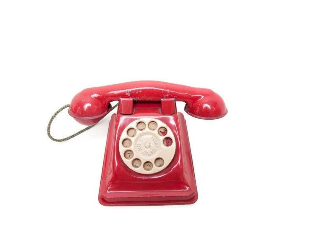 Vintage Red Tin Toy Phone Steel Stamping Co Childs Phone - Etsy