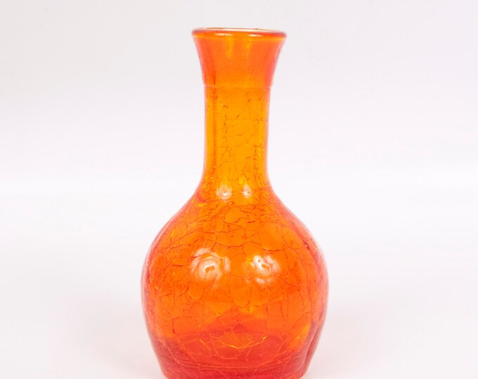 Vintage Orange Crackle Glass Pilgrim Glass Bud Vase Pontil Hand Blown ...