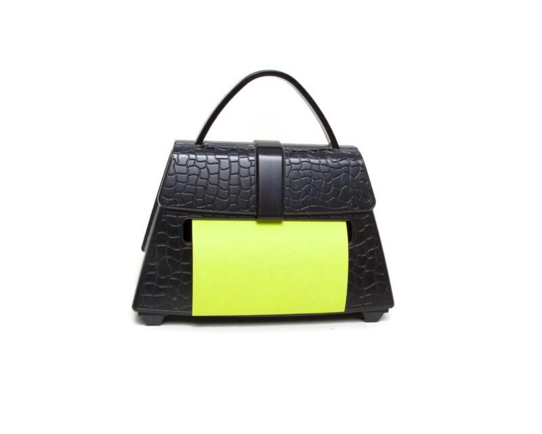 Vintage Post-it Purse Sticky Note Dispenser – Black Handbag Shaped Note ...