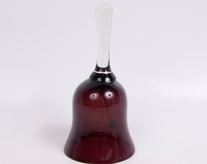 Vintage Amethyst Bell Hand Blown Glass Clear Glass Applied Handle Blue ...