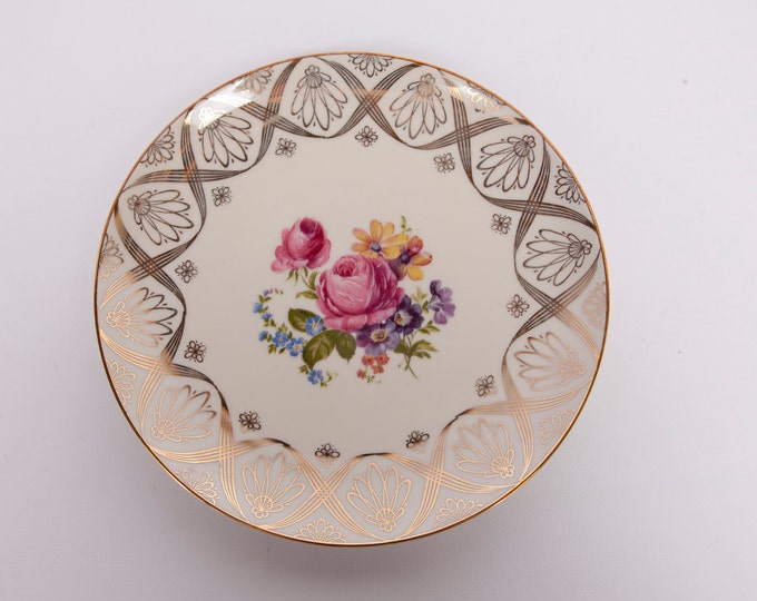 Alka Bavaria Plate Gold Design Flowers Hand Painted - Etsy