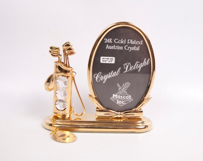 Golf Photo Frame 24K Gold Plated Austrian Crystal Crystal Delight ...