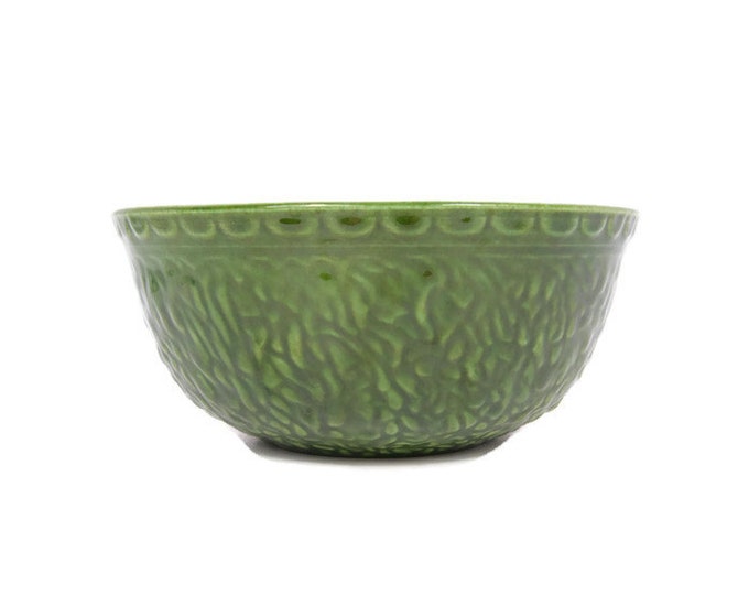 Vintage Green Haeger Bowl USA 69 Ceramic Pottery Embossed Floral Design ...