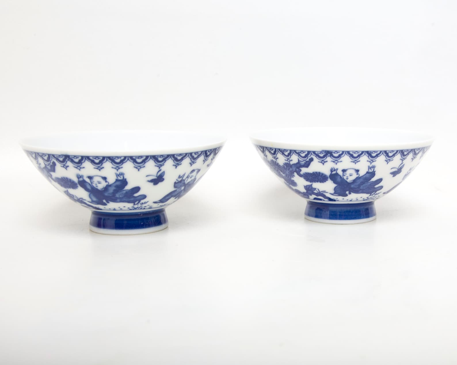 Vintage Japanese Porcelain Rice Bowls Chinoiserie Blue and | Etsy