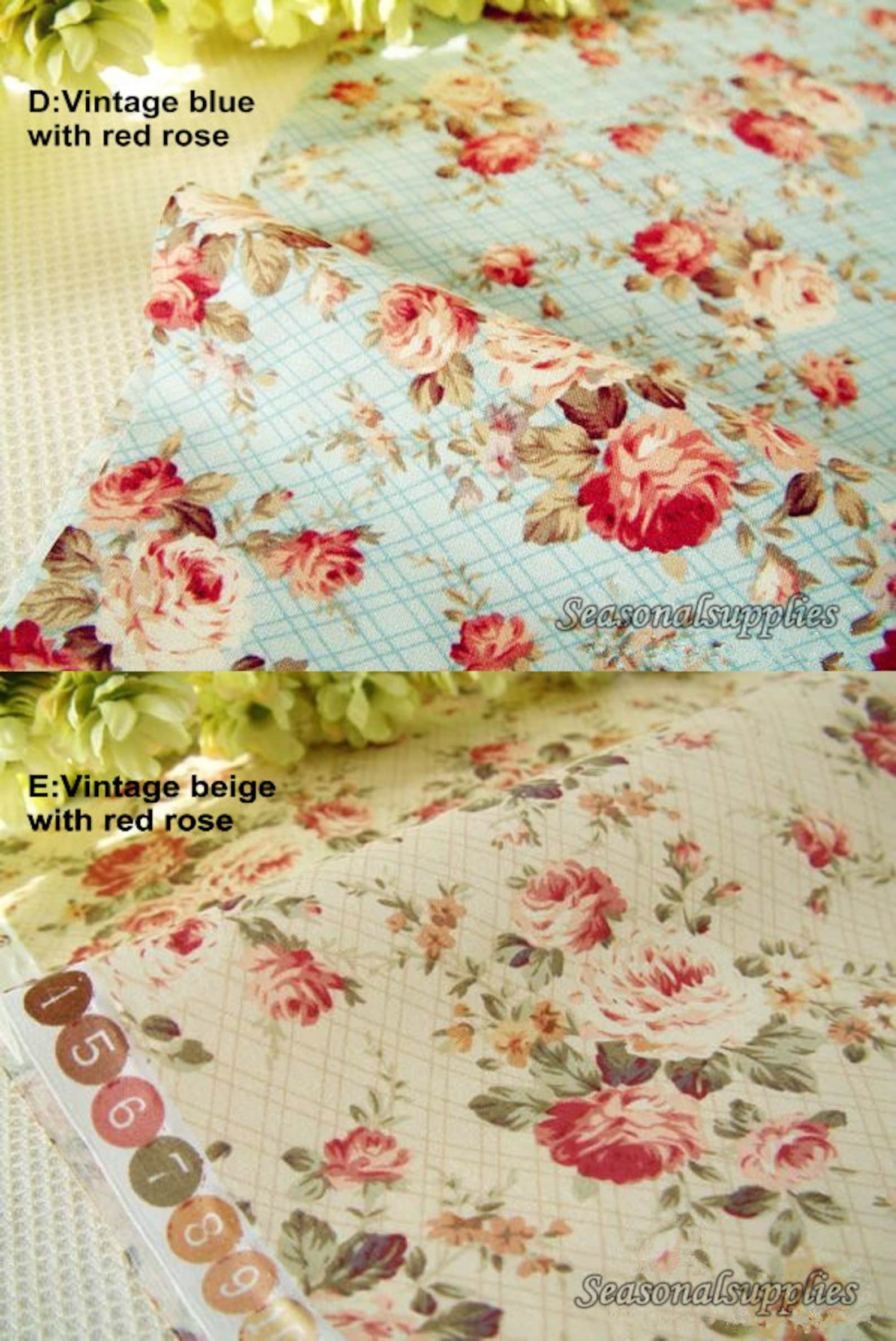 Flower Fabric Cotton Fabric Shabby Chic Flower Cotton Etsy