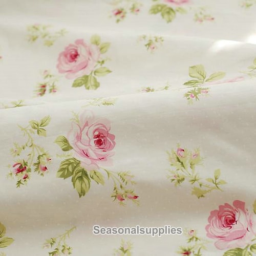100% Cotton Pink Rose Fabric Small Print Calico Floral | Etsy