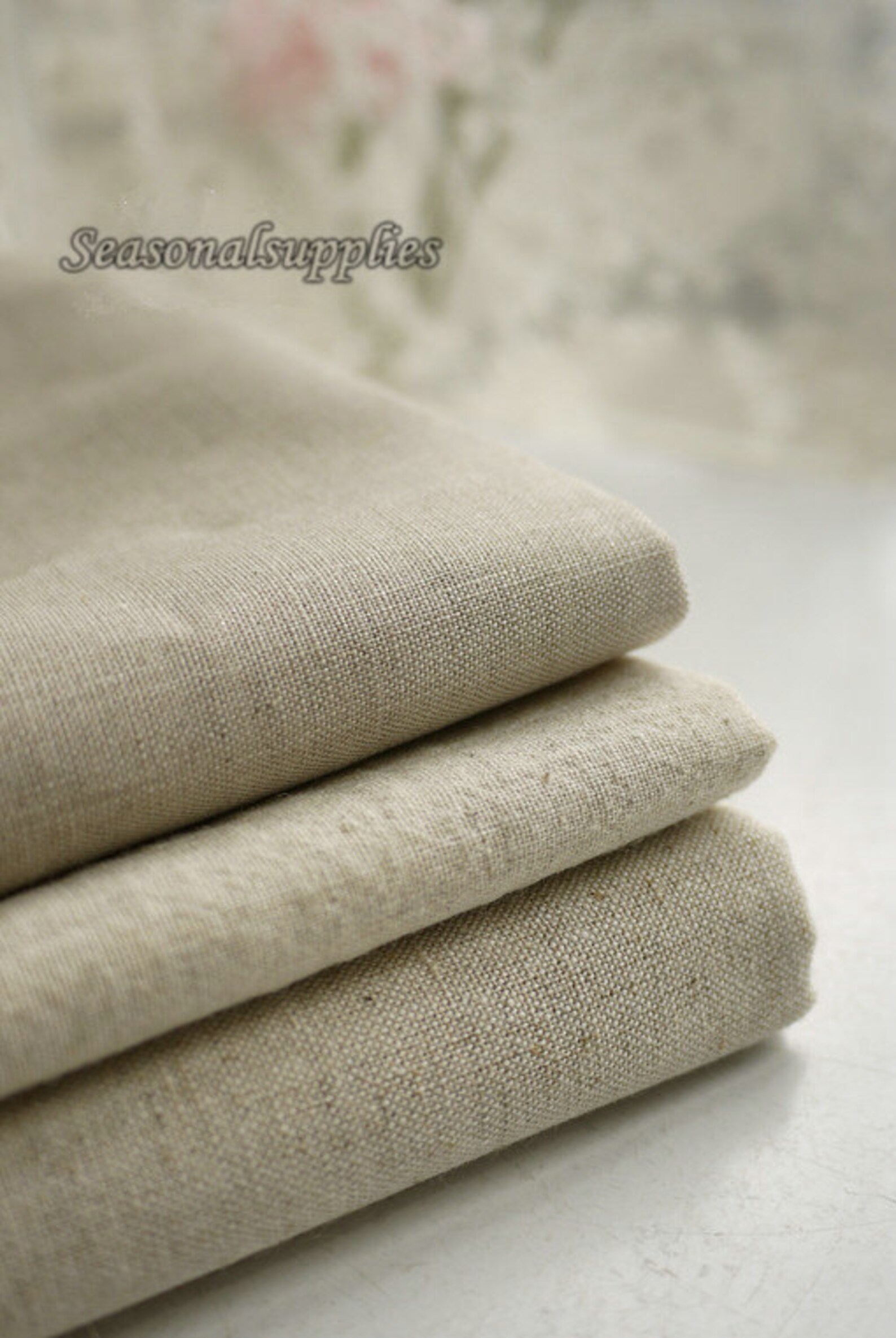 Natural Beige Linen Flax Fabric/ Linen/ Natural Fabric/ | Etsy