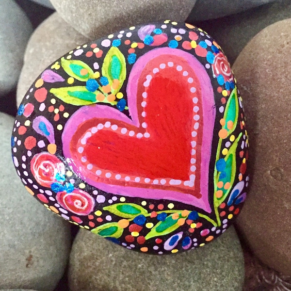Painted Heart Rock - Etsy