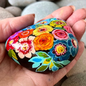 Midnight Summer Garden/painted Rocks /painted Stones/paperweights/altar ...