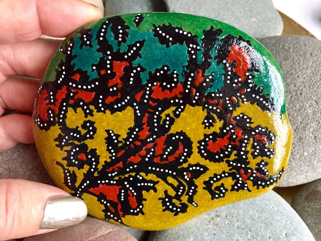 Coral Reef / Painted Rocks / Painted Stones / Paperweights/ Boho Art ...