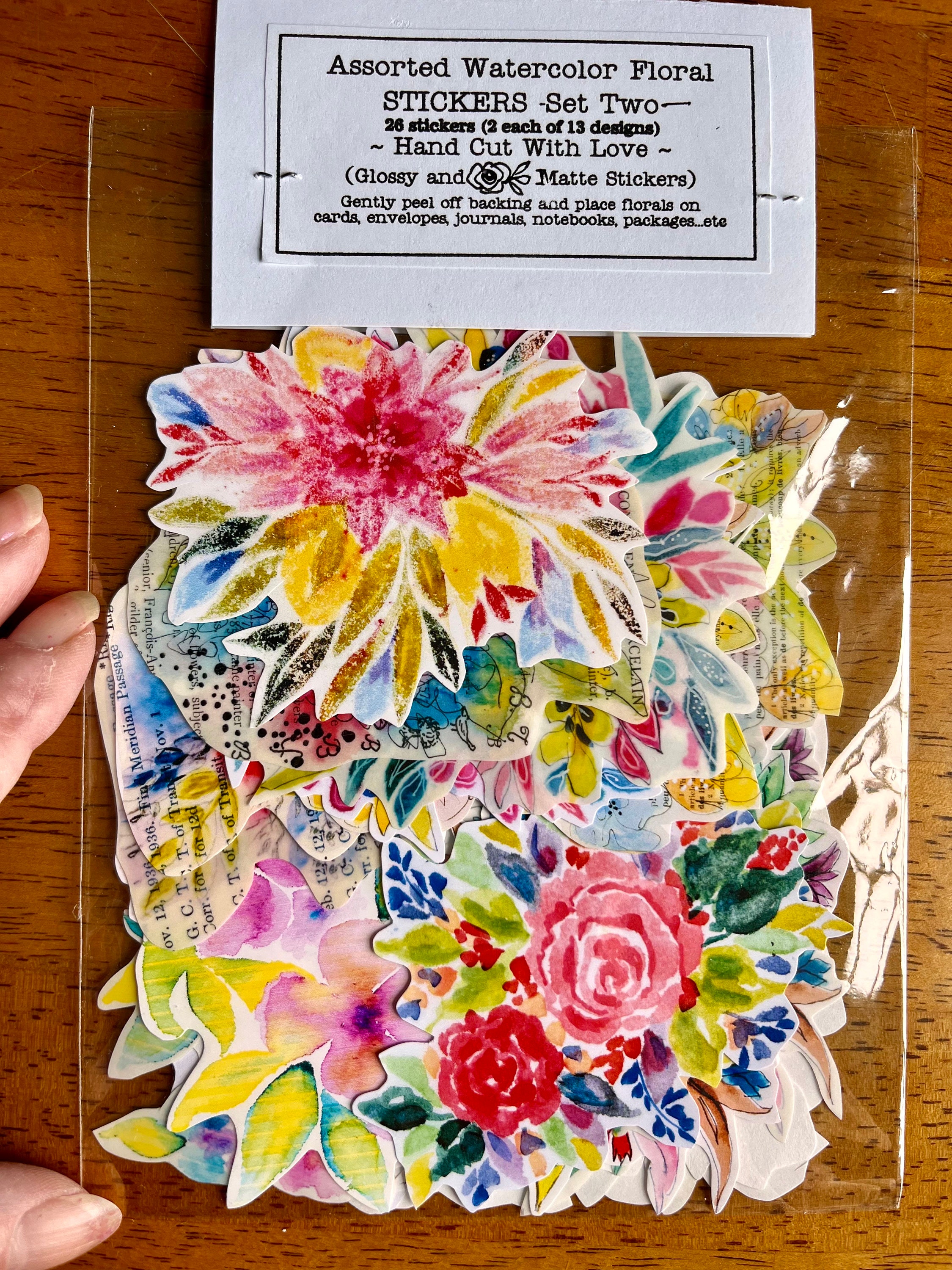 Paper Flowers 2 Assorted Sticker Set - Etsy