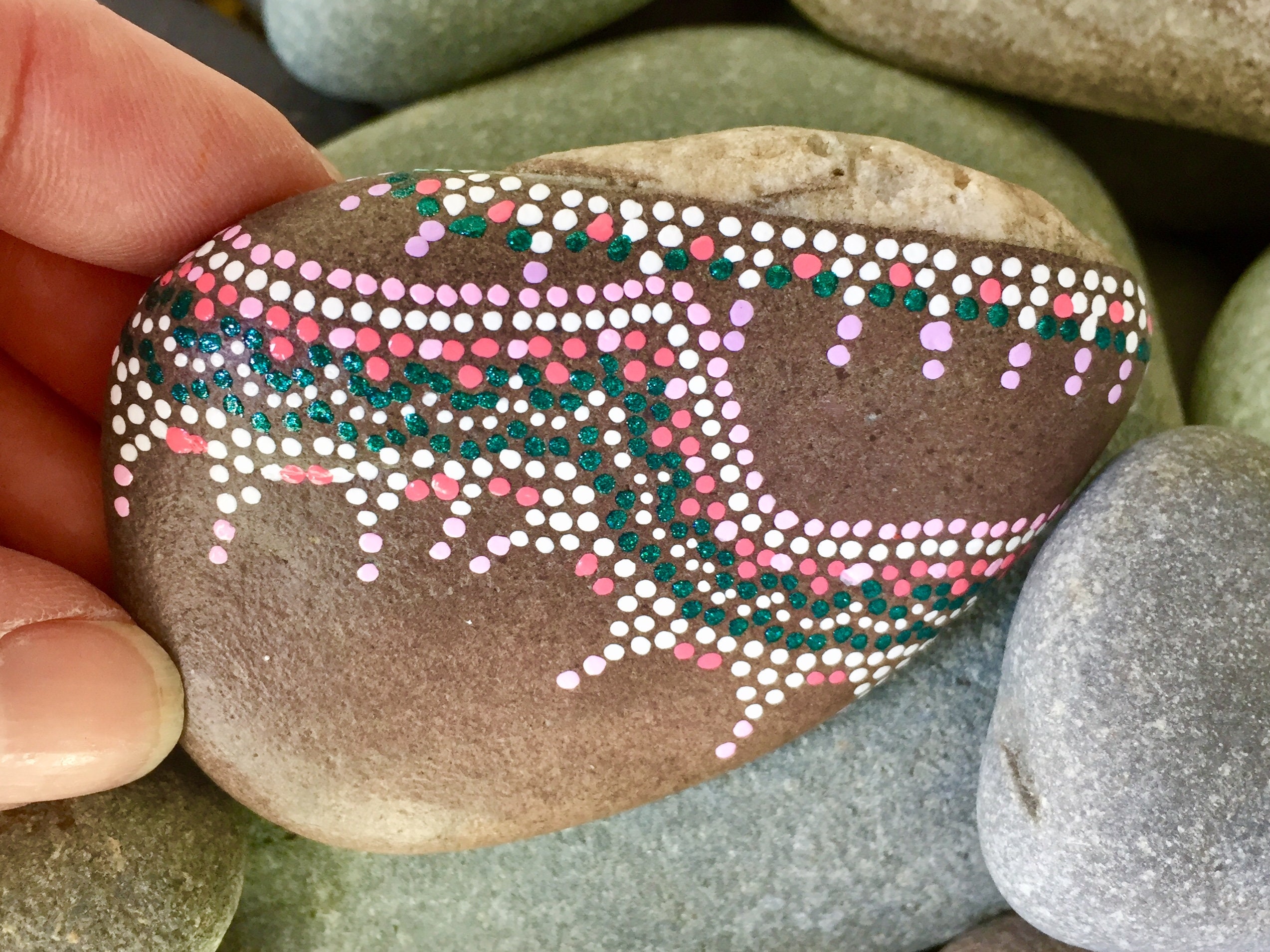 Dew Drops / Painted Stones/ Painted Rocks/ Paperweights/ Dot - Etsy