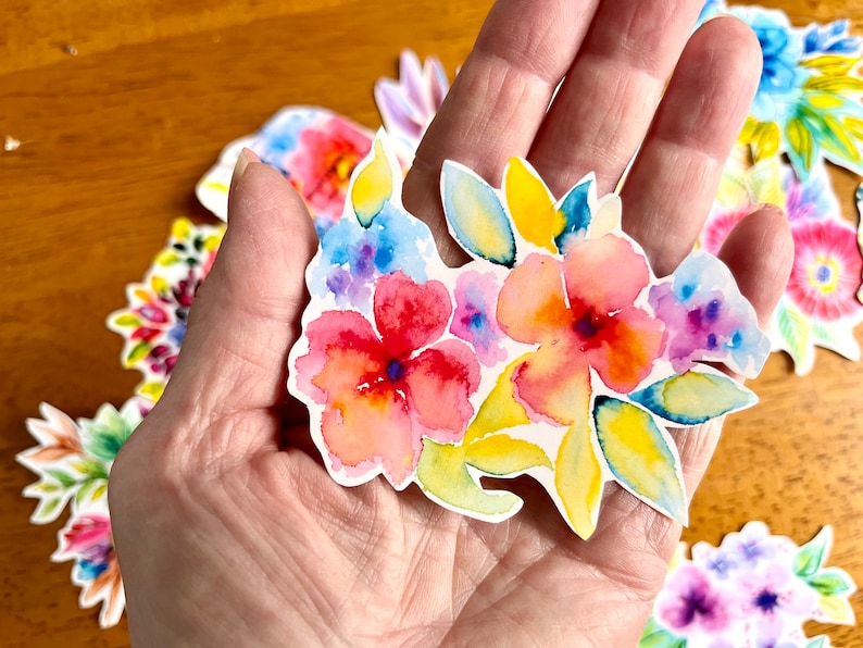 Paper Flowers 2 Assorted Sticker Set - Etsy