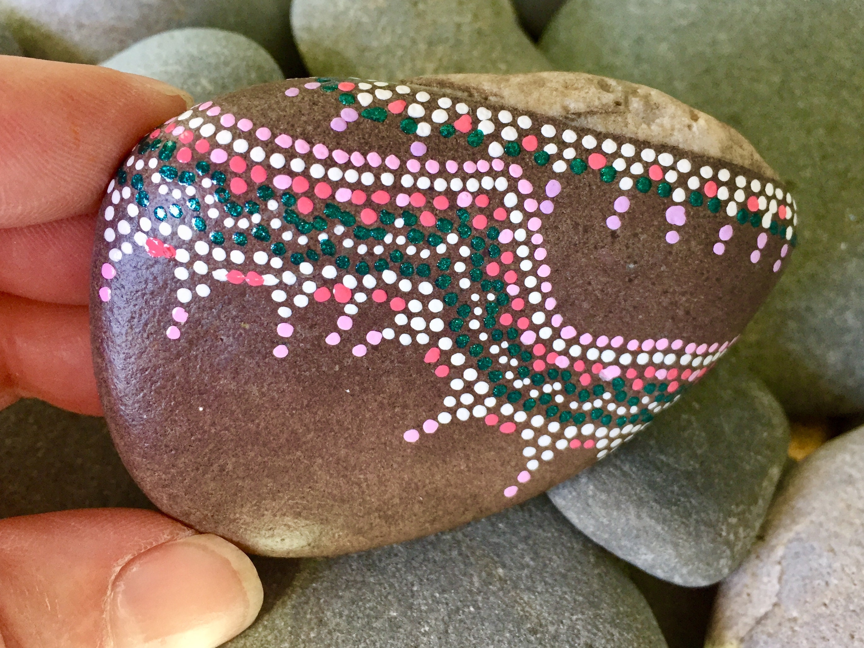 Dew Drops / Painted Stones/ Painted Rocks/ Paperweights/ Dot - Etsy