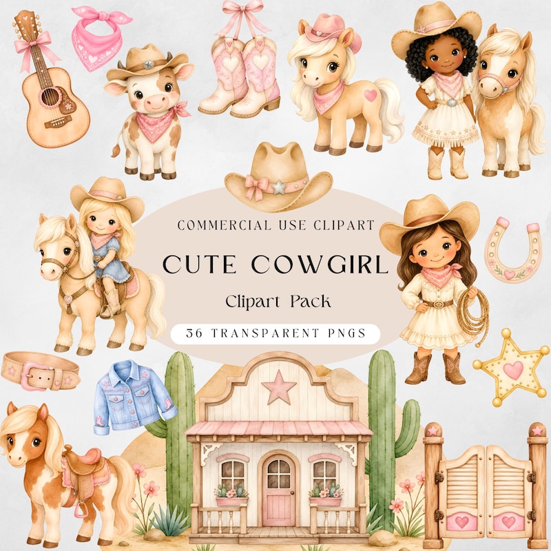 Cowgirl Clipart - Etsy