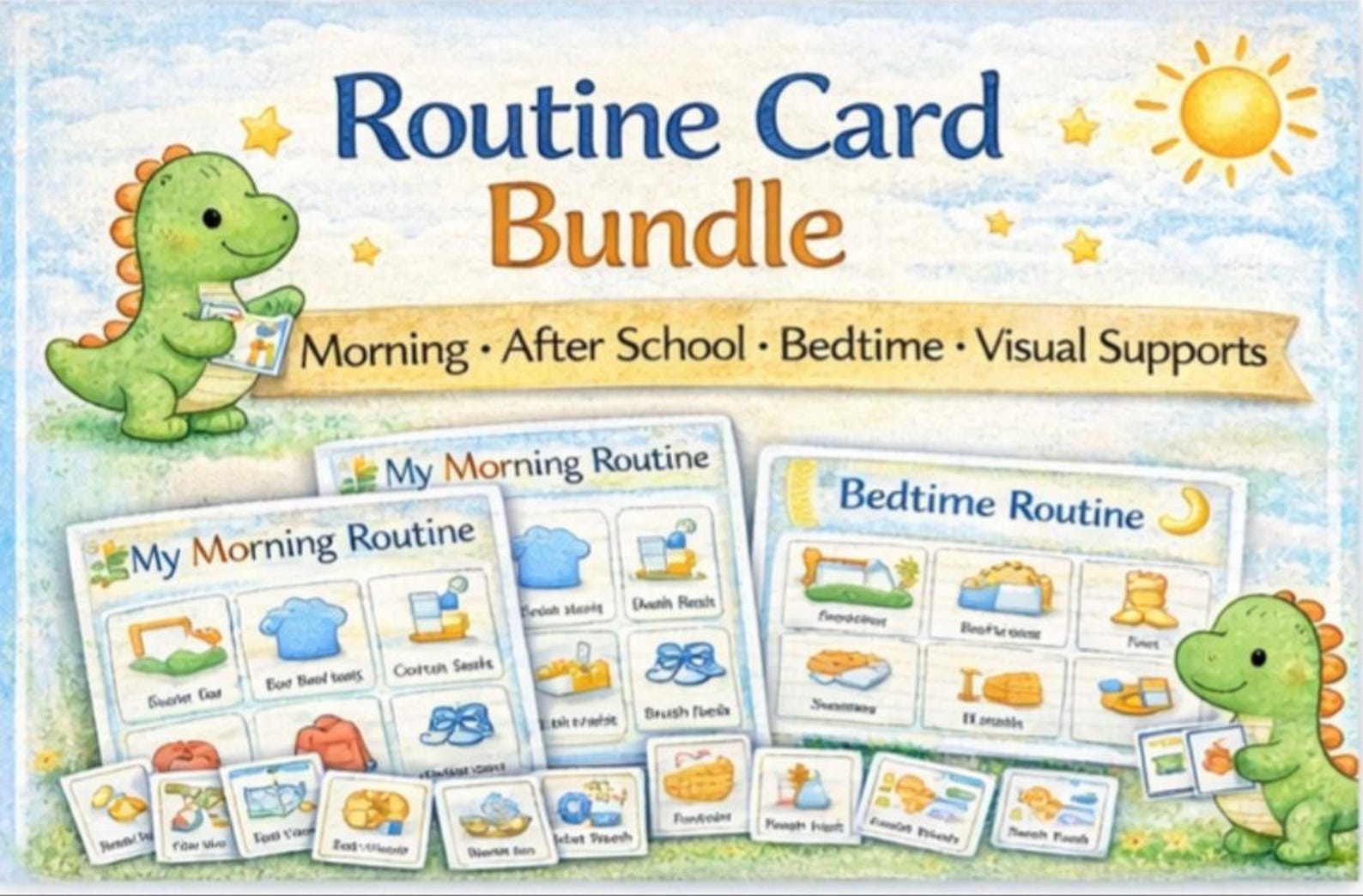 Visual Routine Cards Bundle | Morning, After School, Bedtime Charts ...