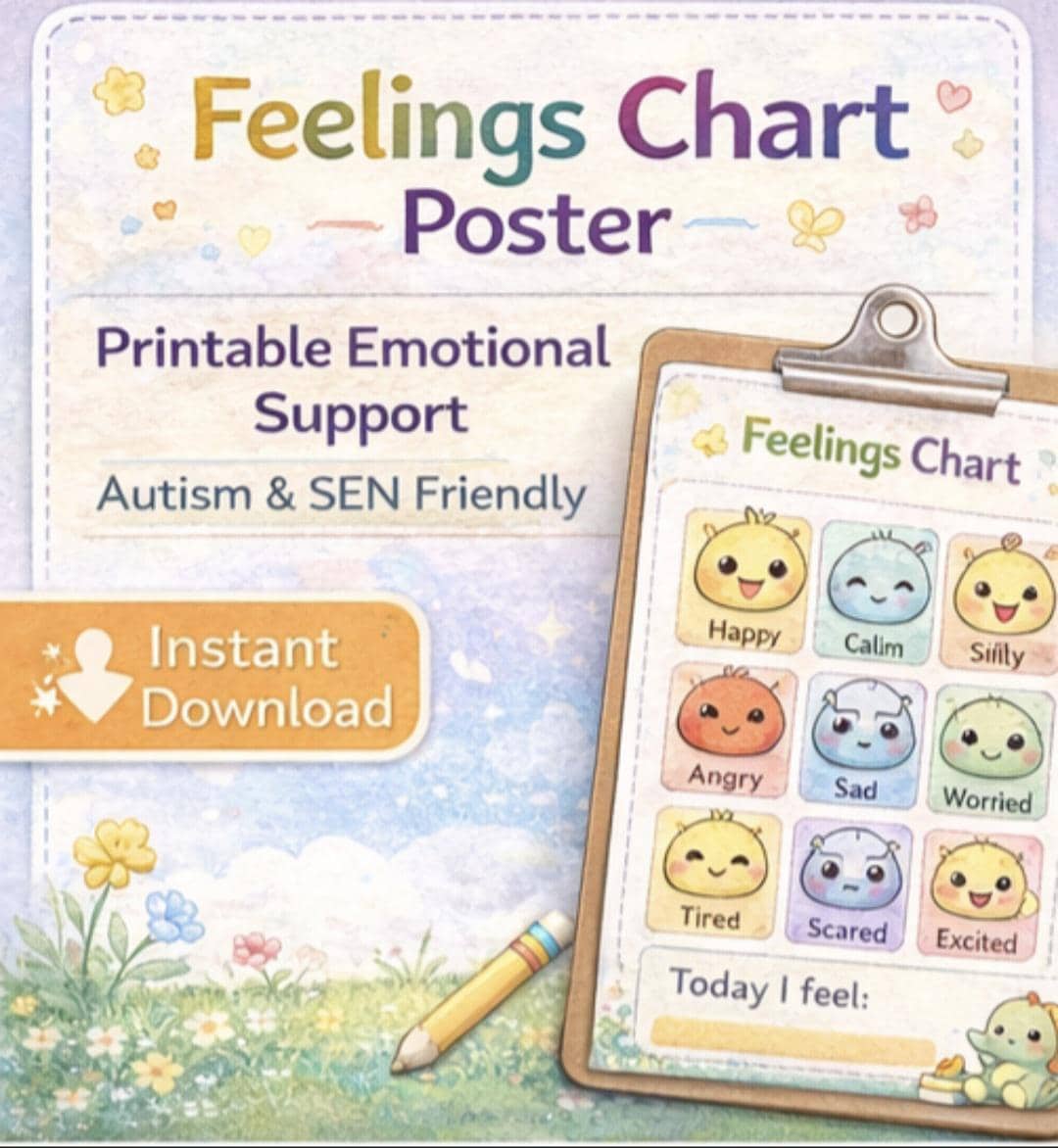 Feelings Chart Printable | Emotions Chart for Kids | Autism Visual ...